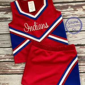 Red & Blue Cheer Uniform, Customized Cheerleading Uniform, Girls Cheer ...