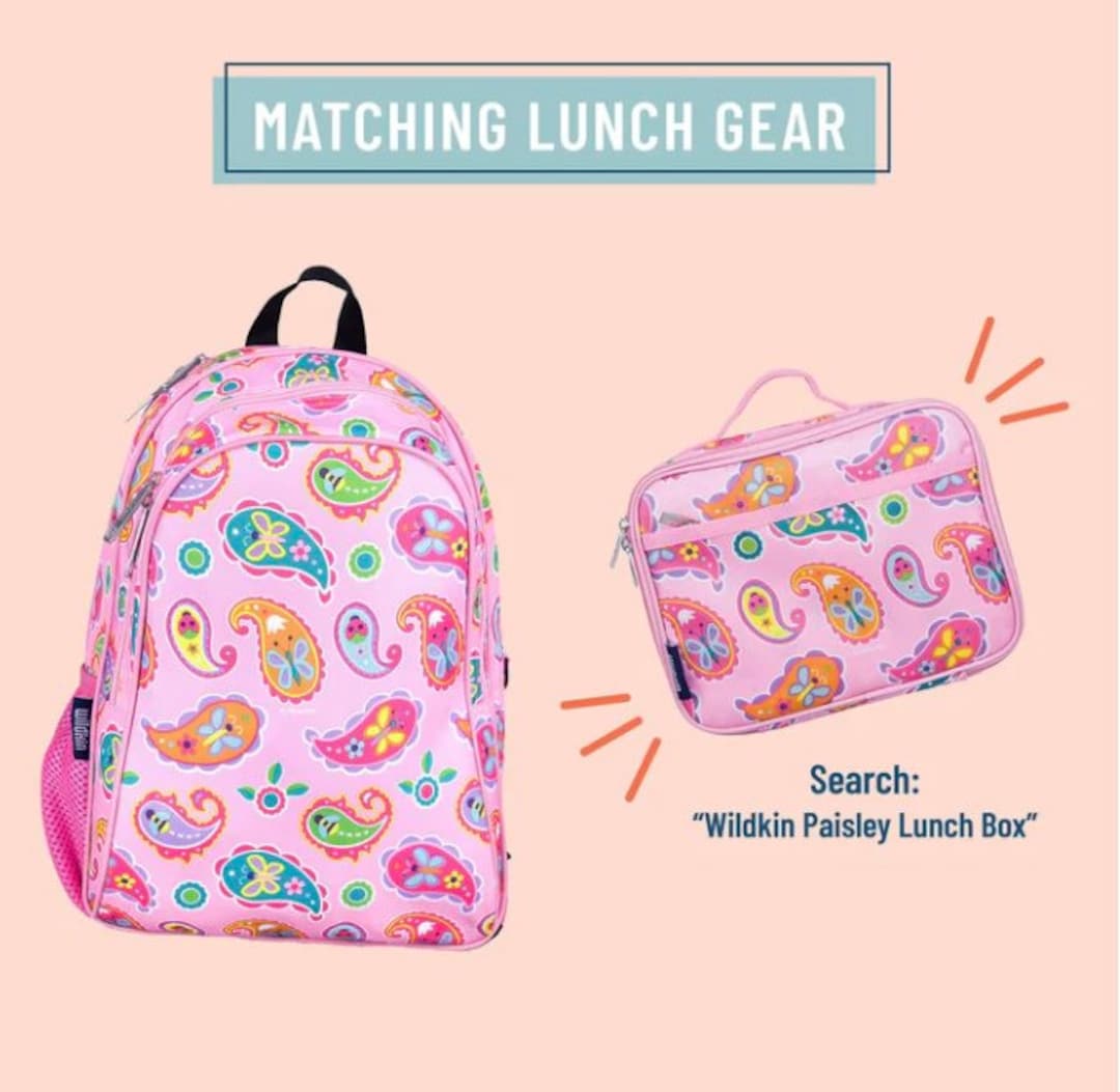 Paisley Backpack, Paisley Bag, Pink Printed Backpack, Paisley Lunchbox ...