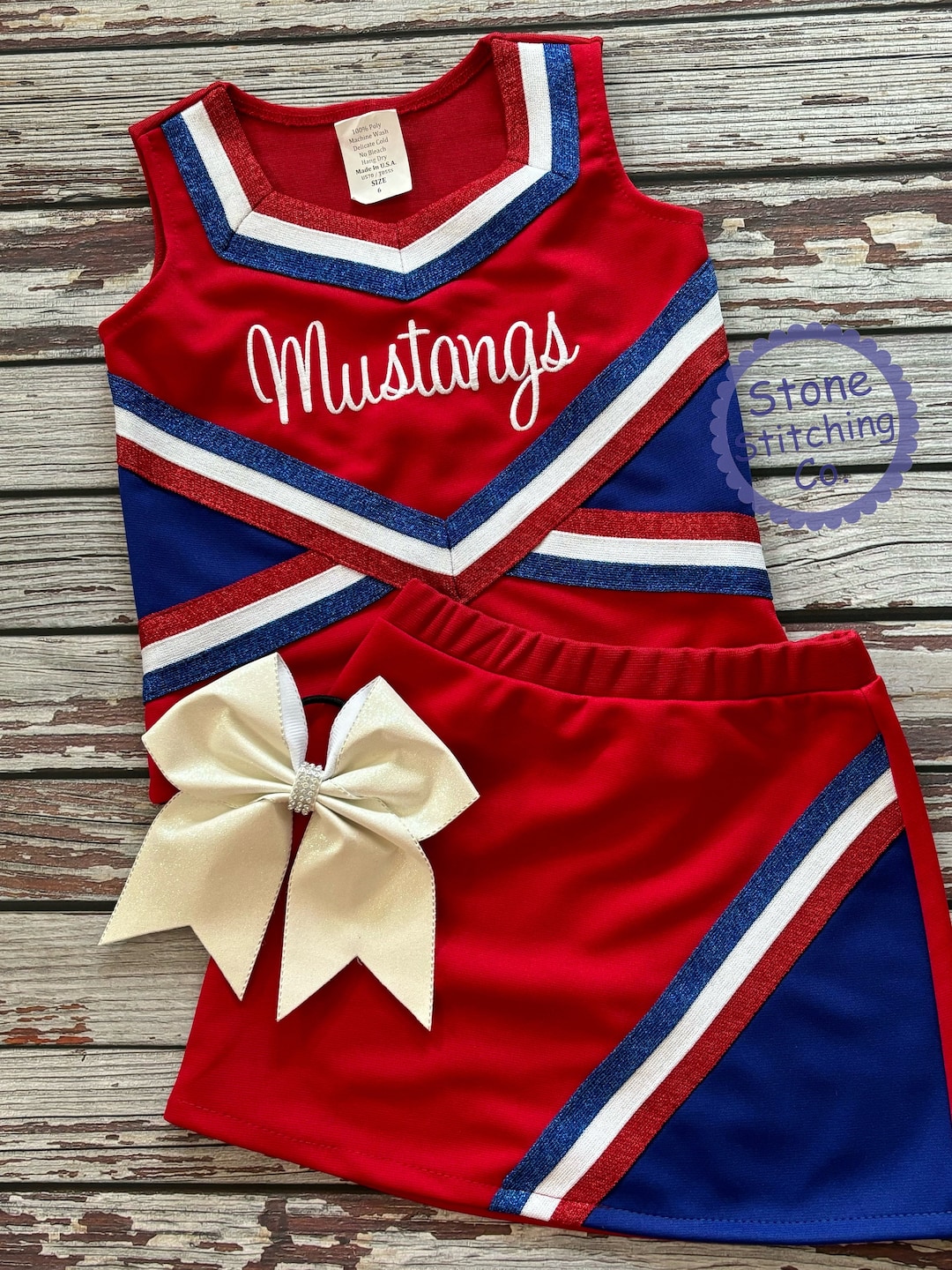 Red & Blue Cheer Uniform, Customized Cheerleading Uniform, Girls Cheer ...