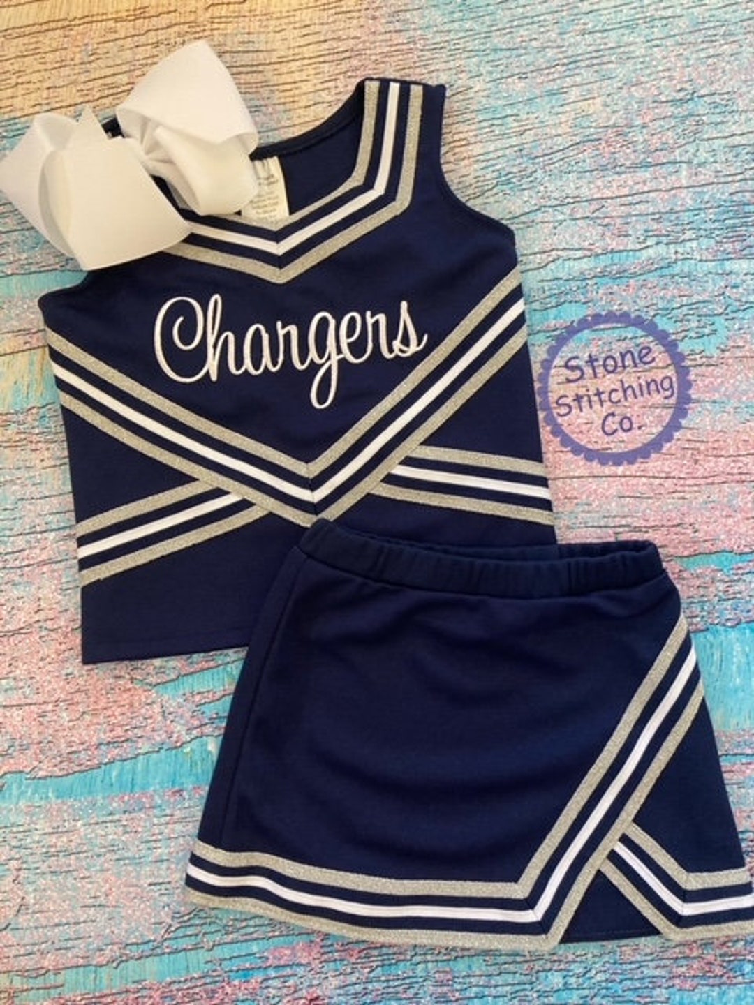 Navy Cheer Uniform, Customized Cheerleading Uniform, Girls Cheer ...