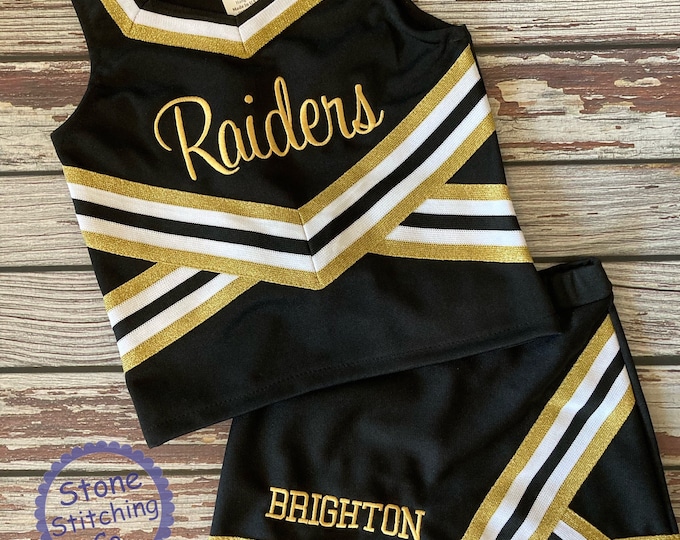 Gold & Black Cheer Uniform Customized Cheerleading Uniform - Etsy