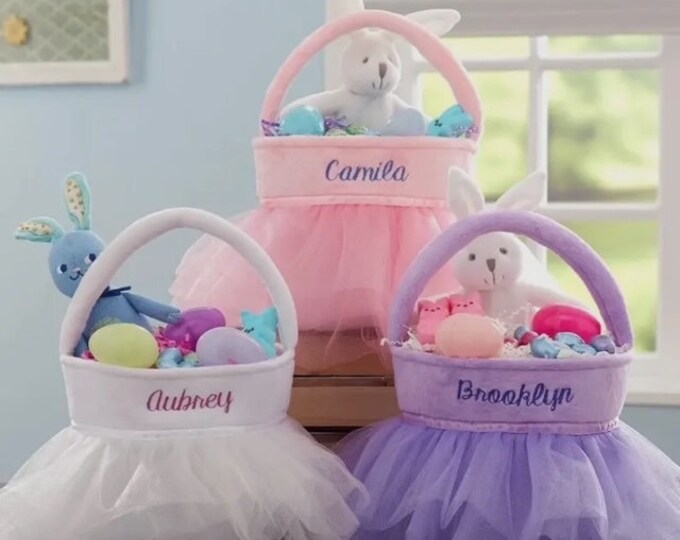 Personalized Girly Easter Basket, Pink Easter Basket, Tutu Easter ...
