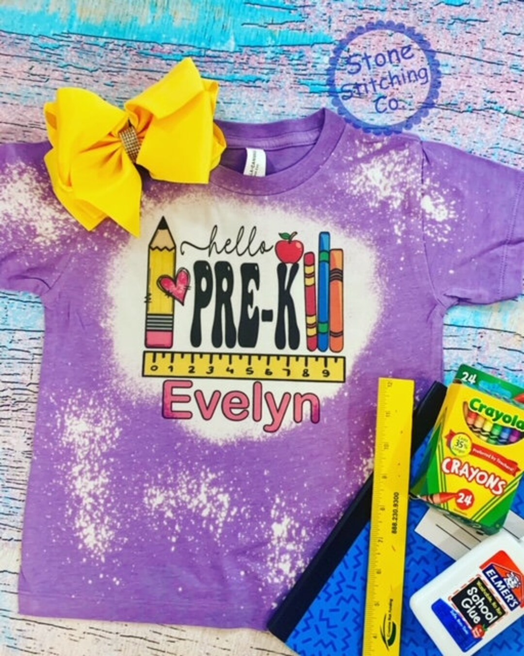 Personalized Pre-k Shirt, Pre-k Bleached Shirt, First Day of Pre-k ...