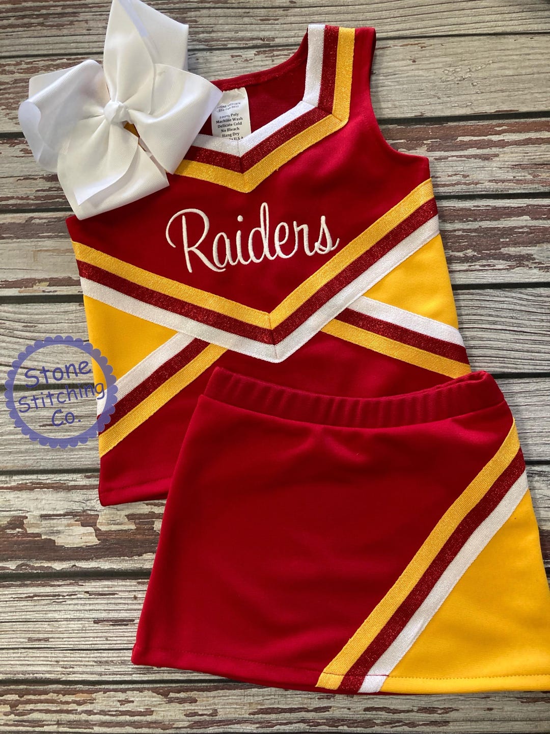 Red & Yellow Cheer Uniform, Customized Cheerleading Uniform, Girls ...