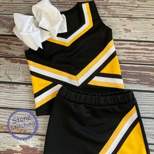 Yellow & Black Cheer Uniform, Customized Cheerleading Uniform, Girls ...