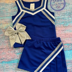 Blue & White Cheer Uniform, Customized Cheerleading Uniform, Girls ...
