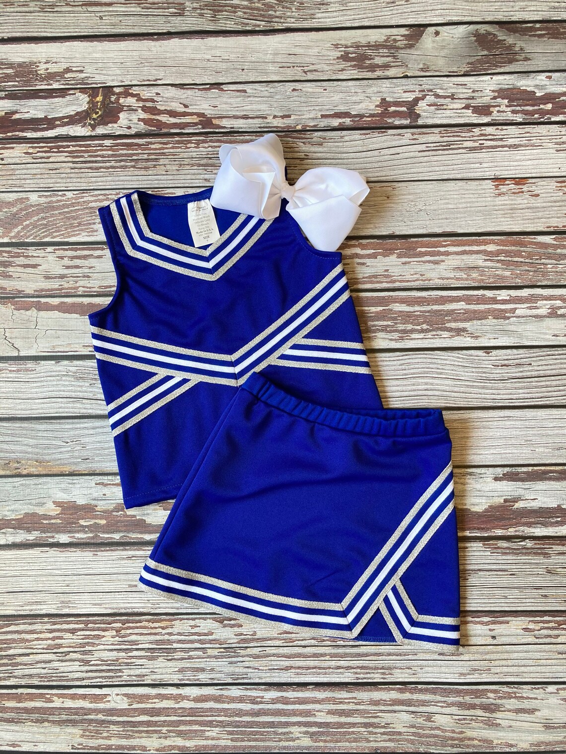 Blue & White Cheer Uniform Customized Cheerleading Uniform - Etsy