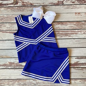 Blue & White Cheer Uniform, Customized Cheerleading Uniform, Girls ...