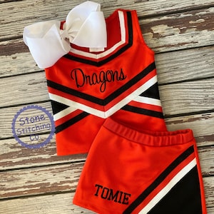 Orange & Black Cheer Uniform, Customized Cheerleading Uniform, Girls ...