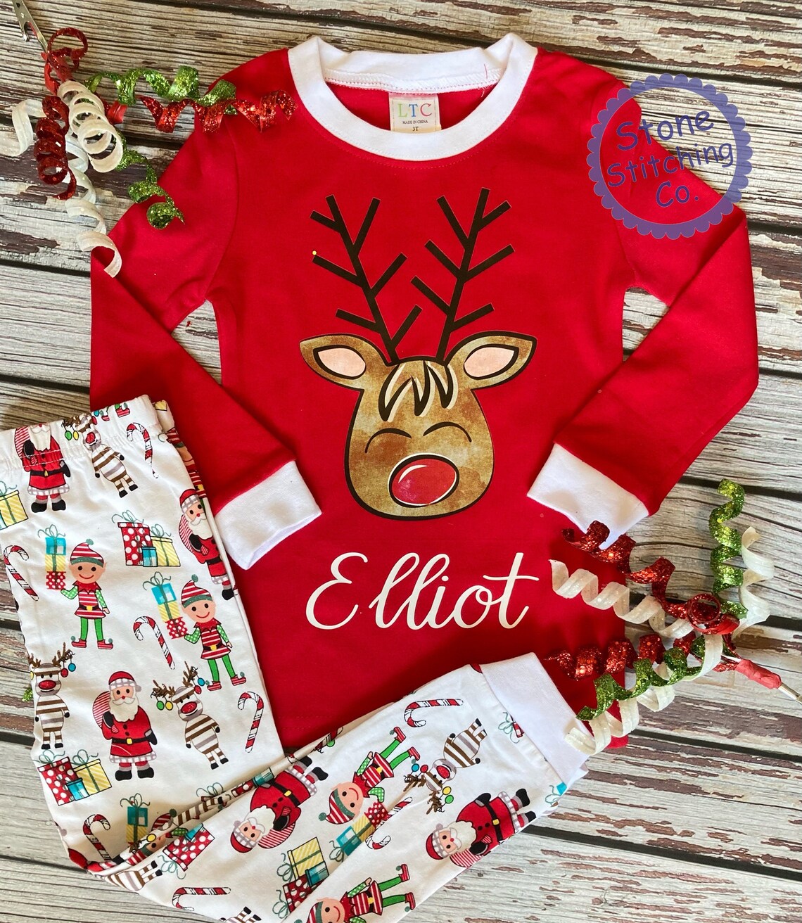 Personalized Christmas Pajamas Christmas Pjs Reindeer - Etsy
