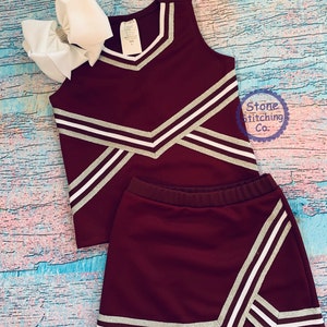 Maroon & White Cheer Uniform, Customized Cheerleading Uniform, Girls ...