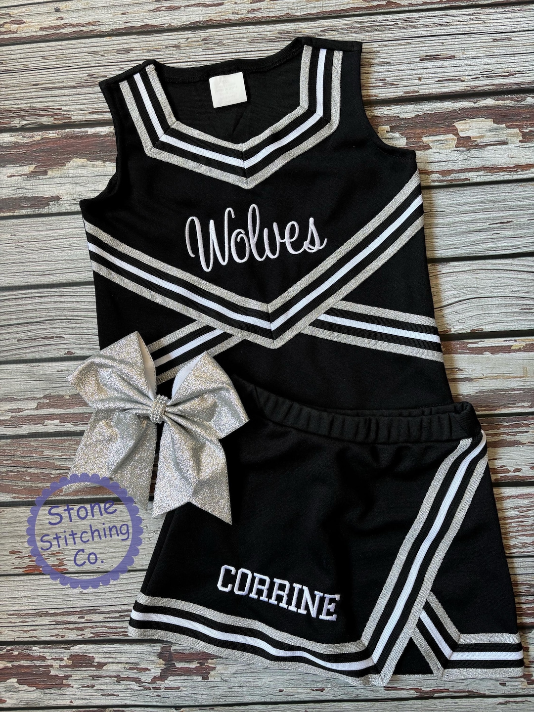 Black and White Cheer Uniform, Customized Cheerleading Uniform, Girls ...