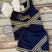 Navy & Gold Cheer Uniform, Customized Cheerleading Uniform, Girls Cheer ...