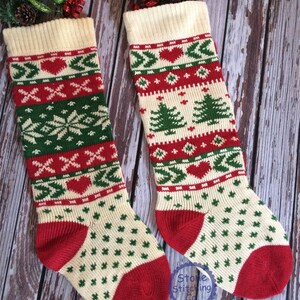 Personalized Knit Stocking Embroidered Knit Stockings Red - Etsy