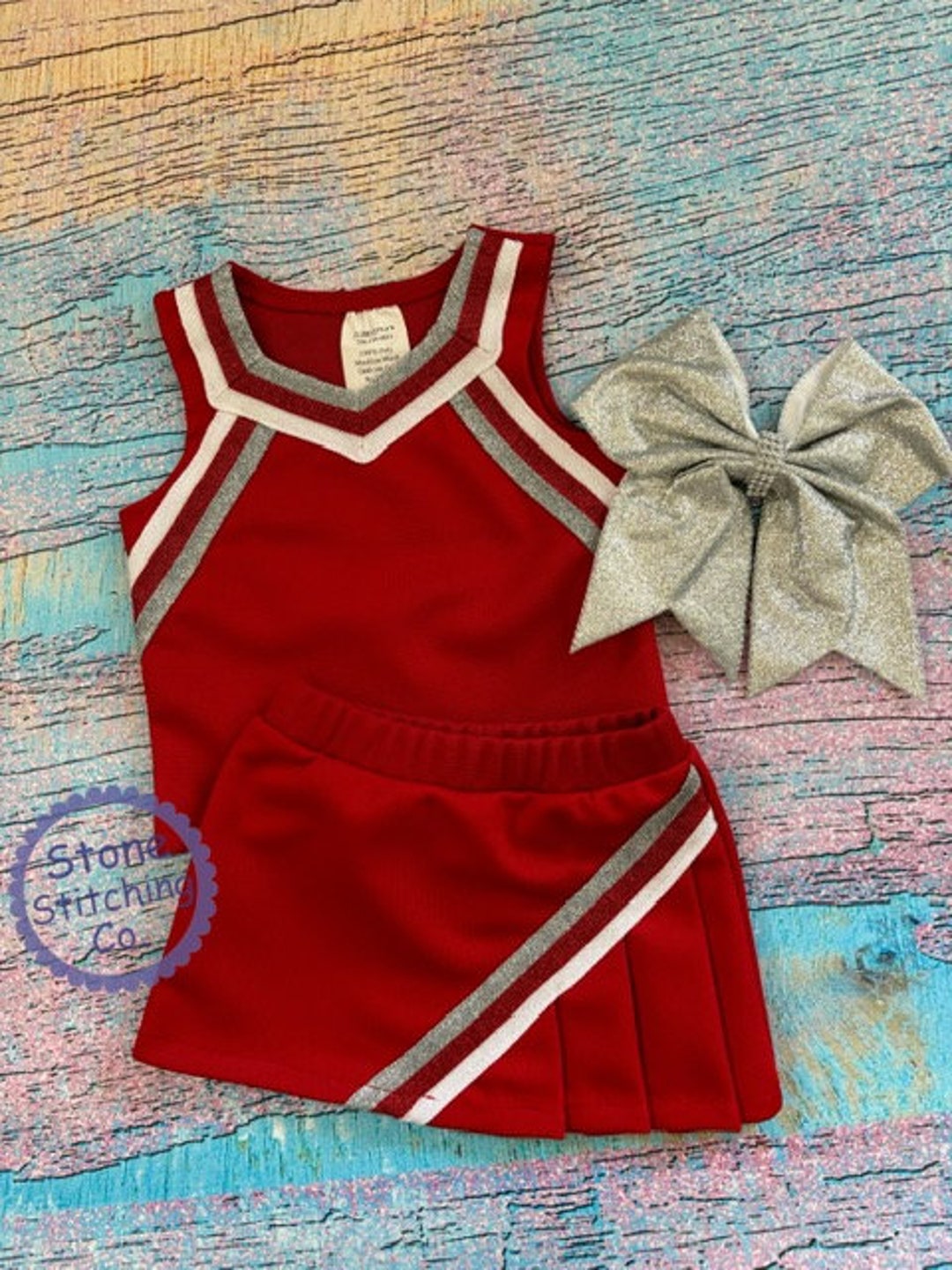 Red & White Cheer Uniform, Customized Cheerleading Uniform, Girls Cheer ...