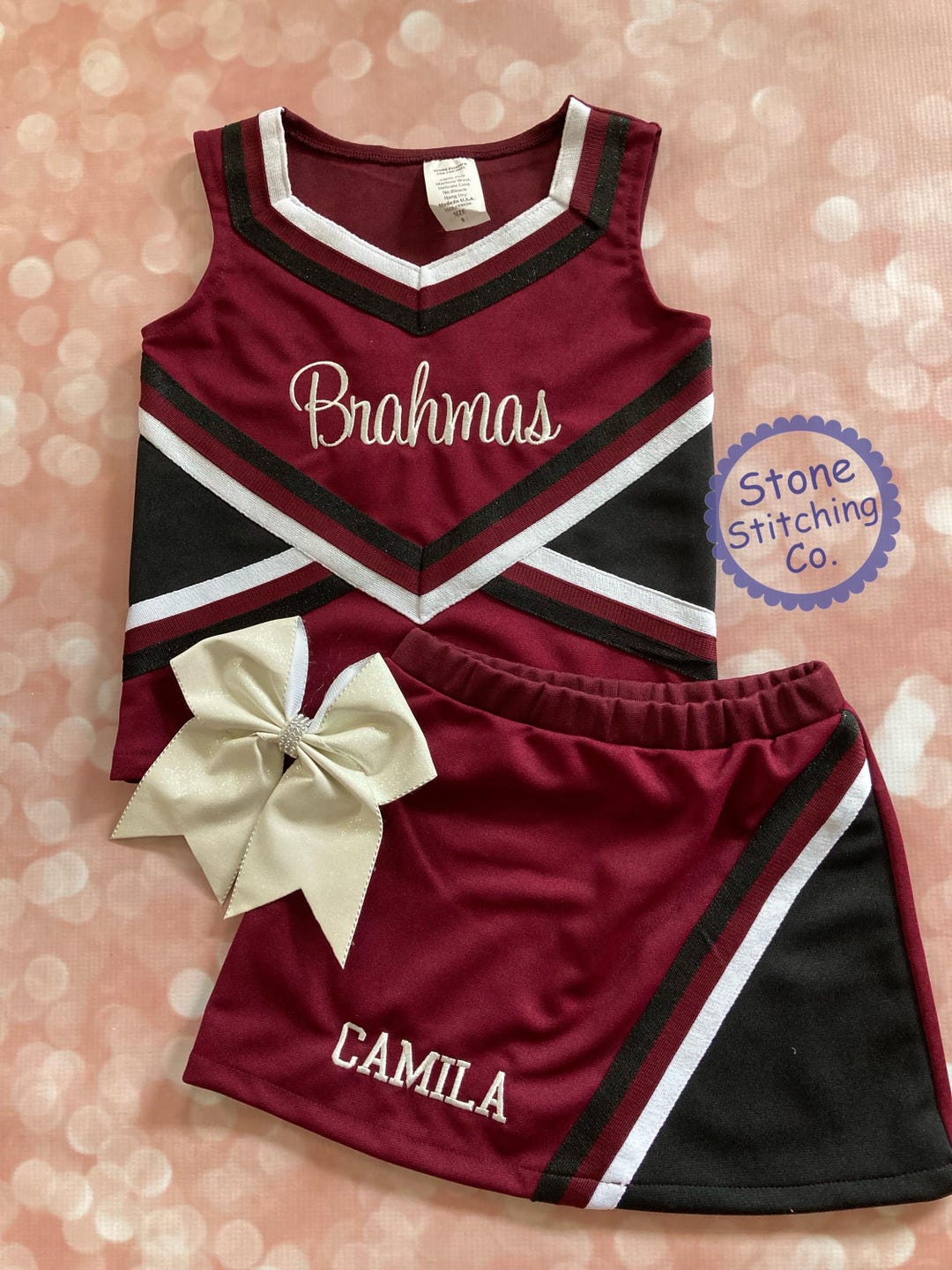 Maroon & Black Cheer Uniform, Customized Cheerleading Uniform, Girls ...