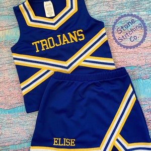 Blue & Gold Cheer Uniform, Blue and Yellow Cheerleading Uniform, Girls ...