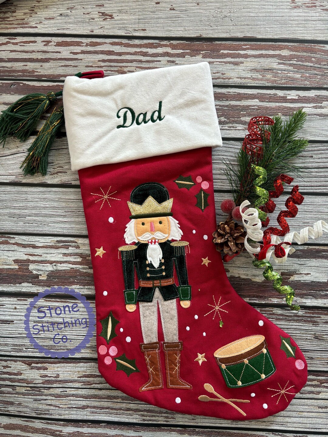 Nutcracker Stocking, Kids Christmas Stocking, Red Christmas Stocking ...
