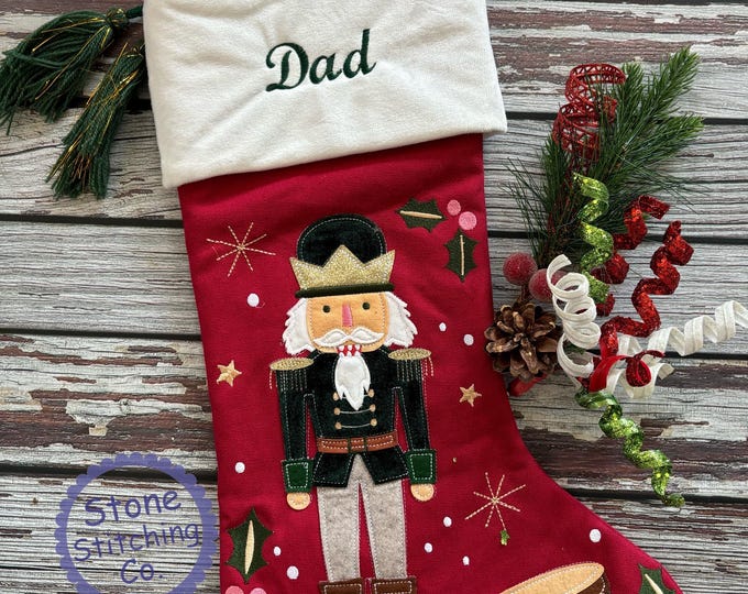 Nutcracker Stocking, Kids Christmas Stocking, Red Christmas Stocking ...