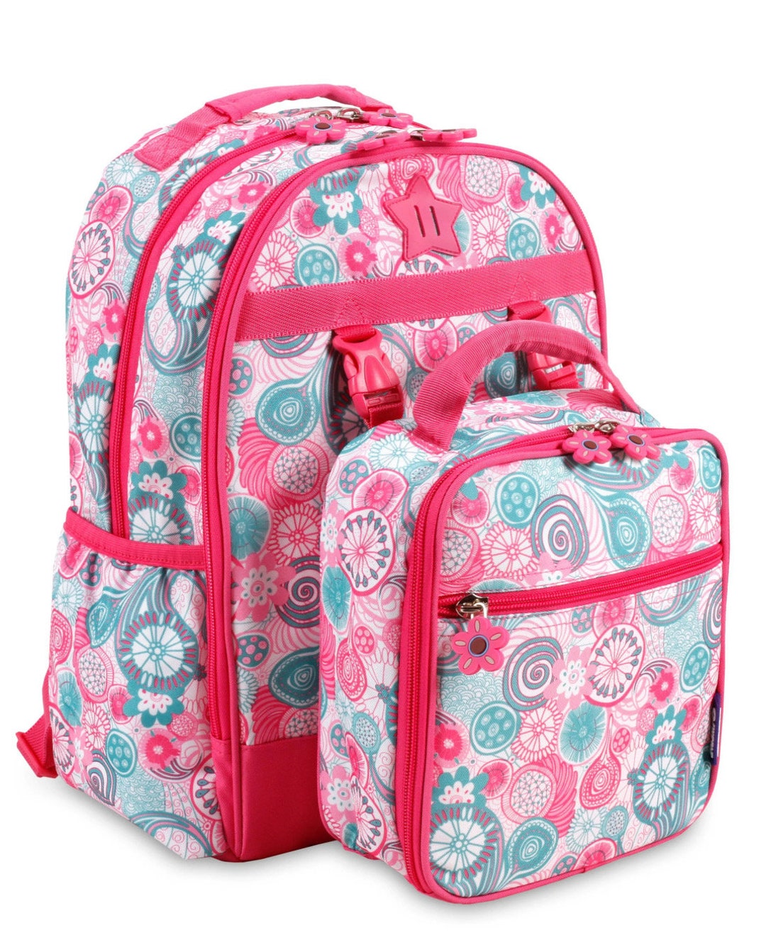 Pink & Gray Backpack Set, Little Girl Backpack, Pre-k Backpack, Floral ...