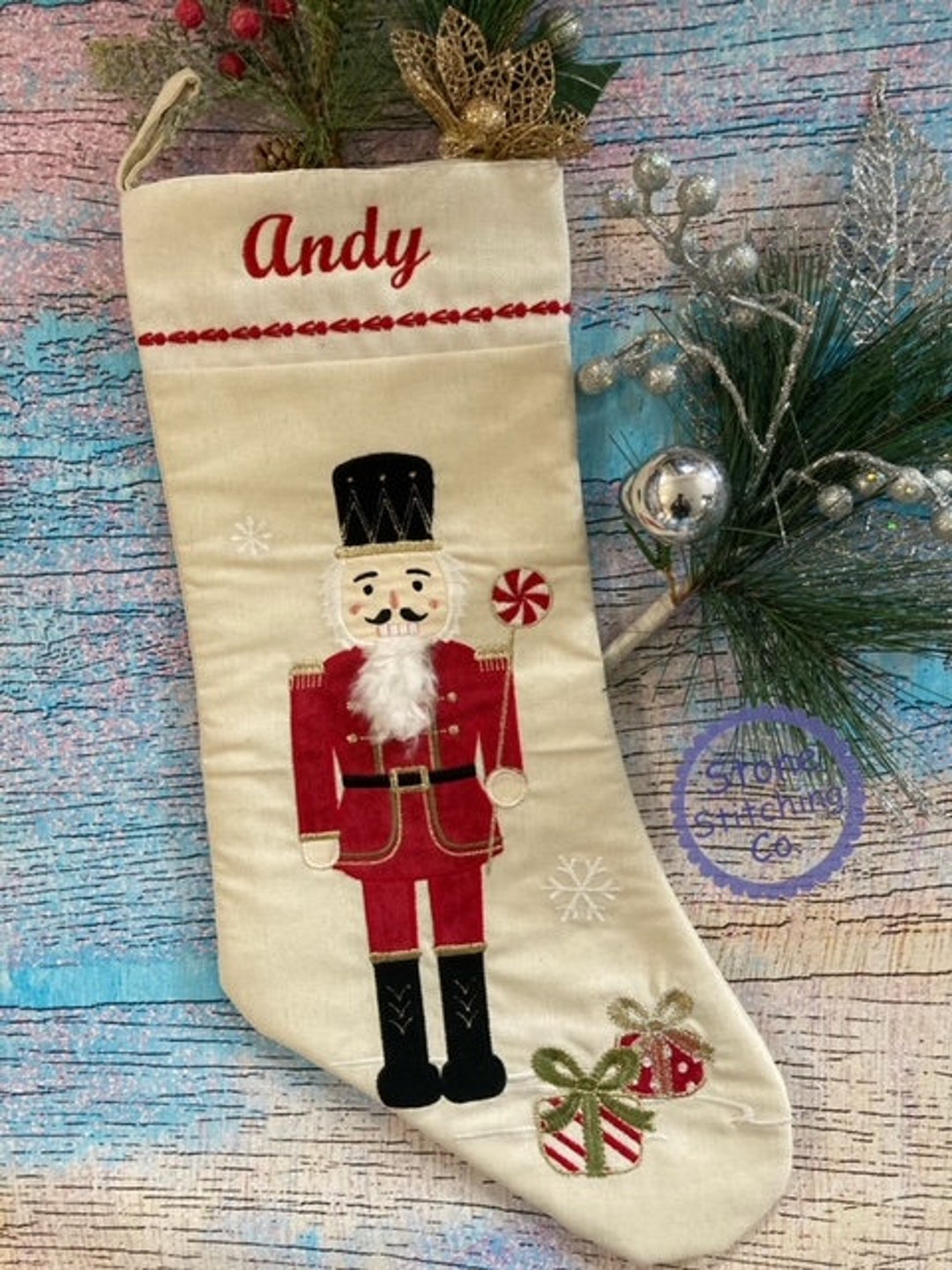Nutcracker Stocking, Burlap Nutcracker Christmas Stocking, Nutcracker ...