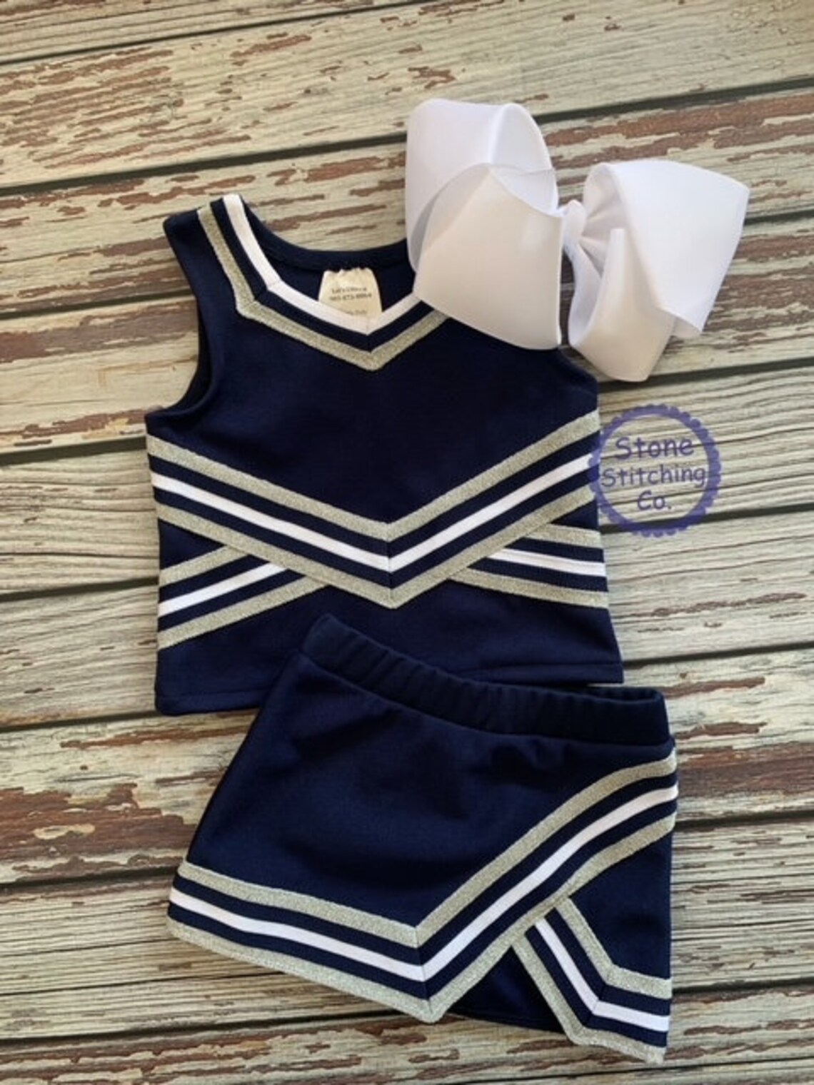 Navy Cheer Uniform, Customized Cheerleading Uniform, Girls Cheer ...