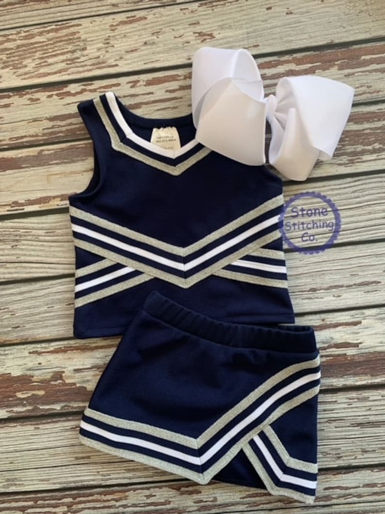 Navy Cheer Uniform, Customized Cheerleading Uniform, Girls Cheer ...