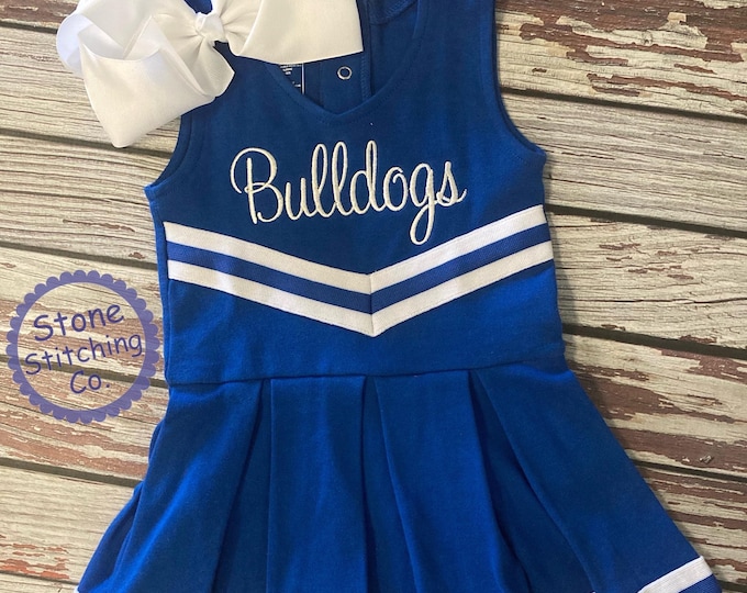 Blue & White Cheer Uniform, Customized Cheerleading Uniform, Girls ...