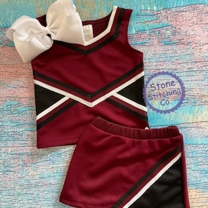 Maroon & Black Cheer Uniform, Customized Cheerleading Uniform, Girls ...