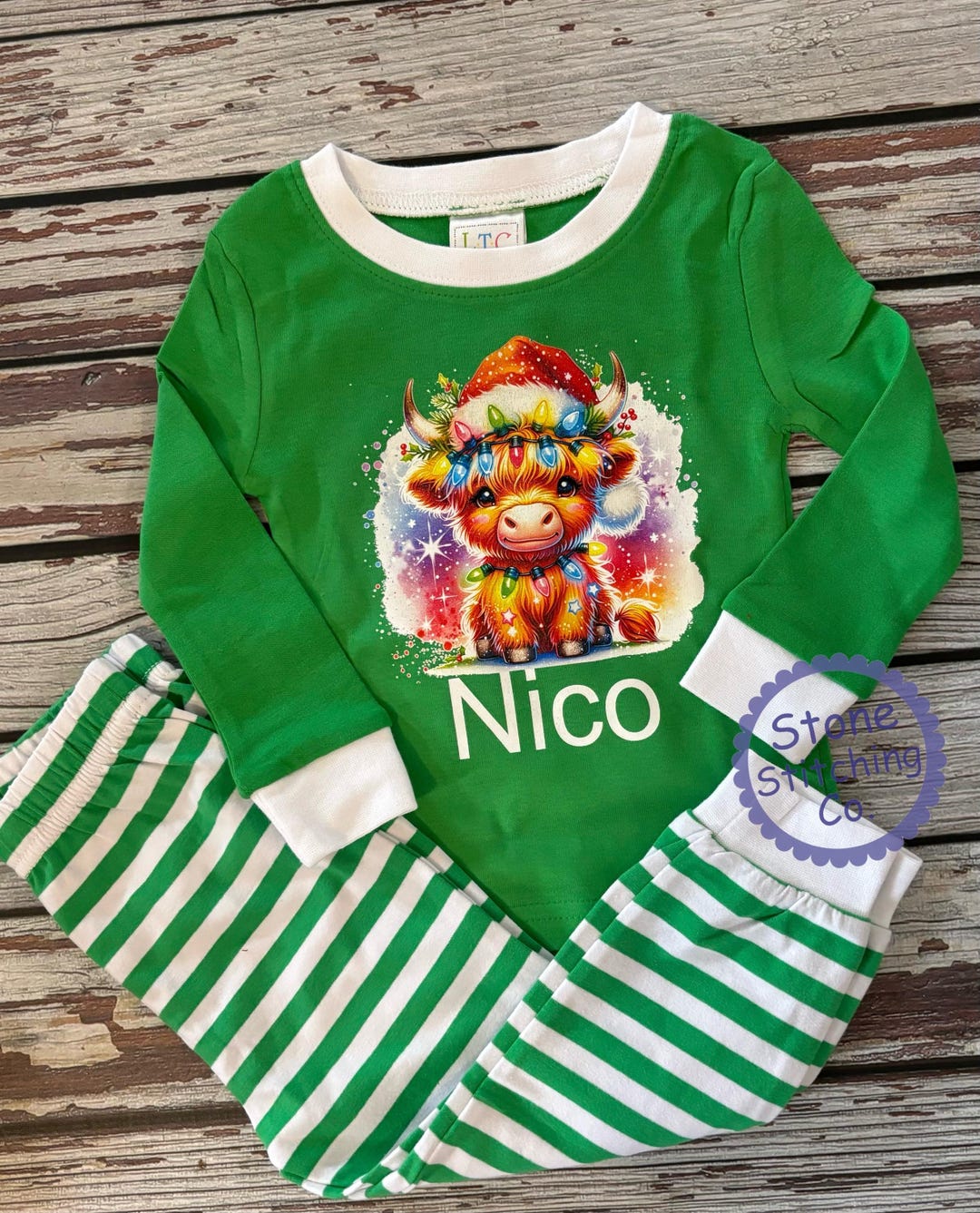 Personalized Highland Cow Christmas Pajamas, Cow Christmas Pajamas ...