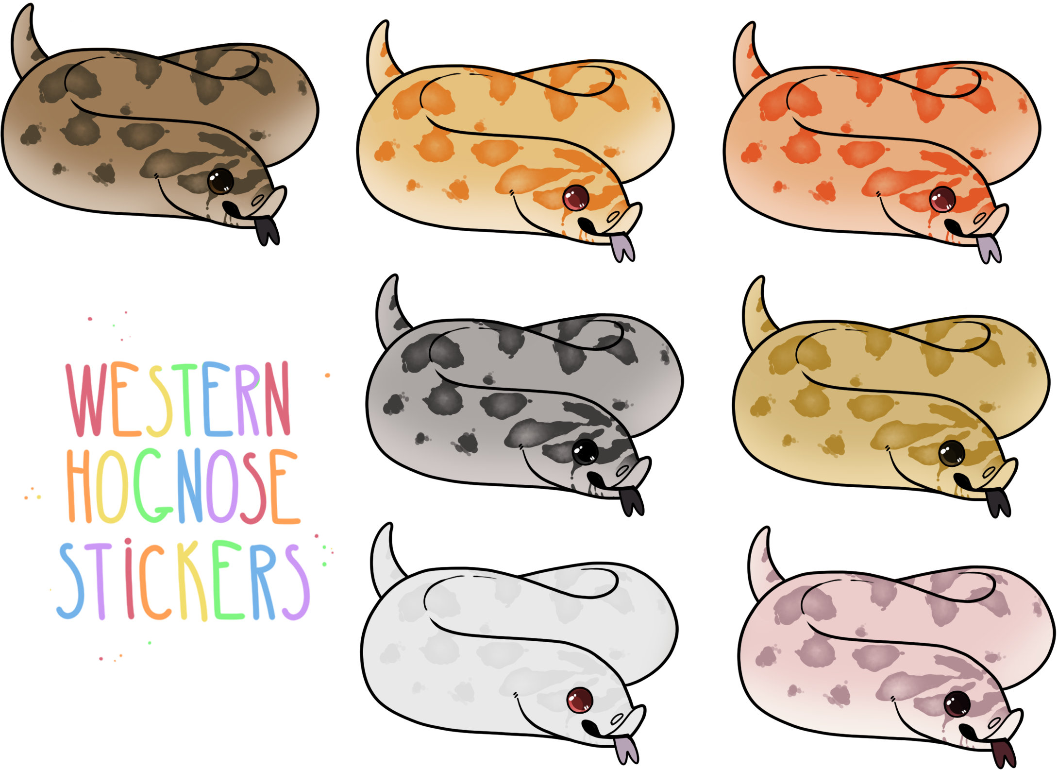 Hognose Stickers Popular Hognose Morphs Conda Superconda Lavender Snow Albino Lemon Ghost ...