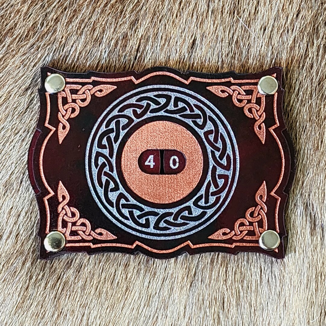 Leather Celtic Gaming & MTG Spin-down Life Counter. Ranges From 0-99 ...
