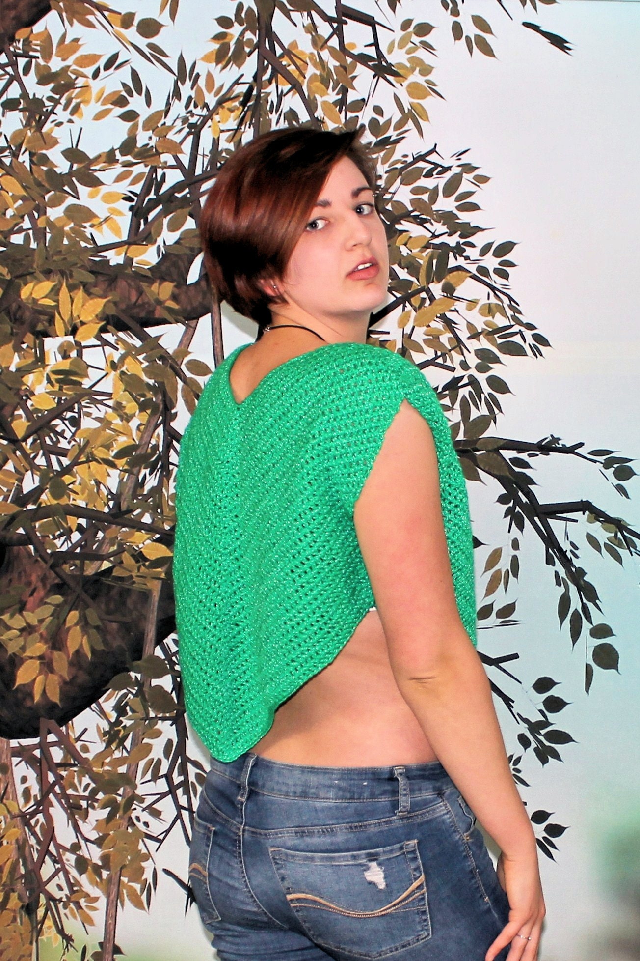 Poncho Style Crop Top Crochet Pattern 310 - Etsy
