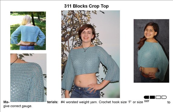 Crochet Blocks Crop Top Crochet Pattern 311 | Etsy