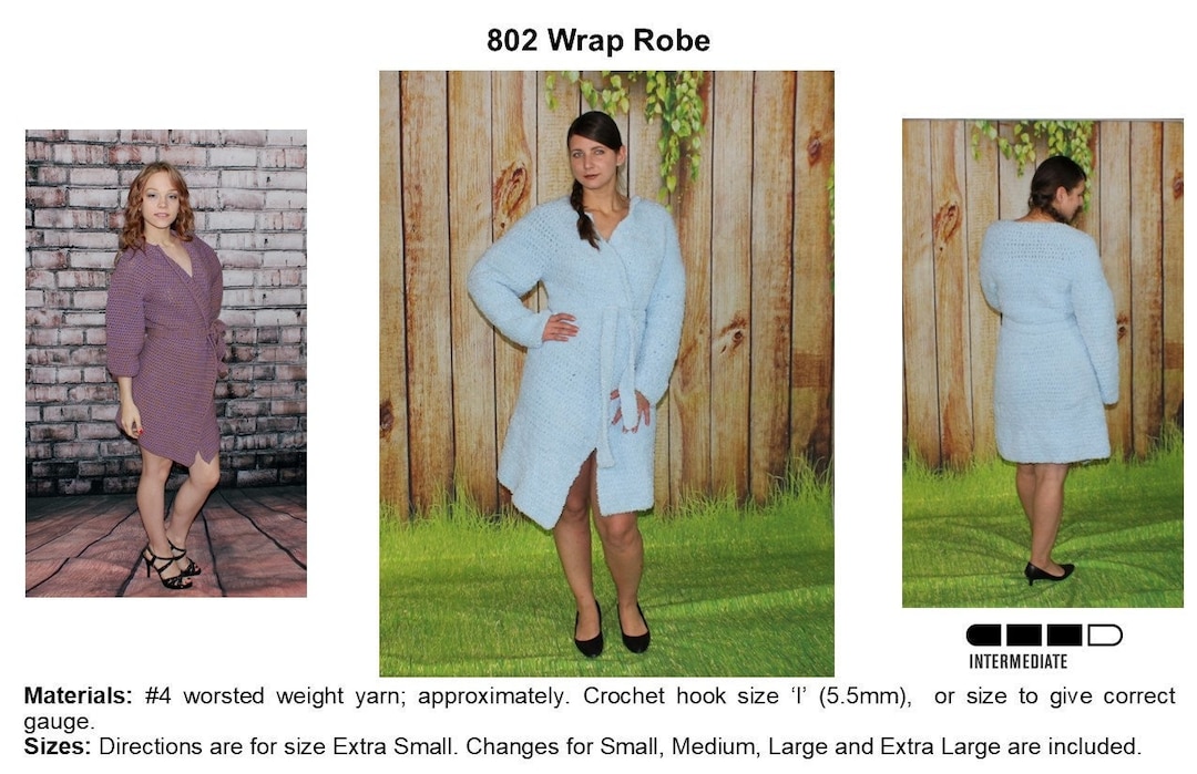 Wrap Robe Crochet Pattern 802 - Etsy