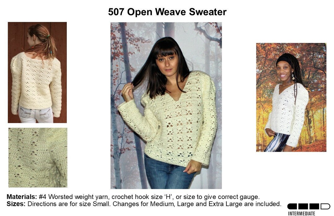 Crochet Open Weave Sweater Pattern 507 - Etsy