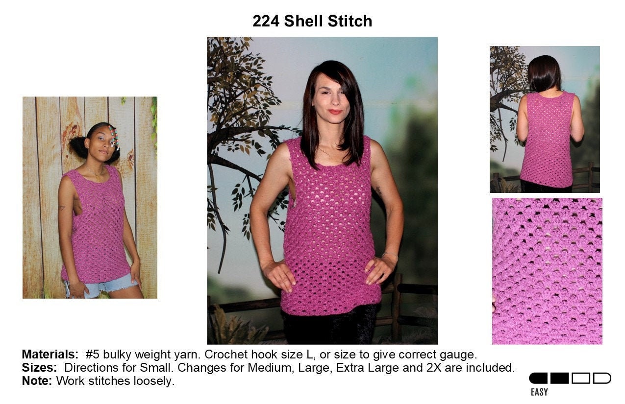 Crochet Shell Stitch Tank Top Pattern 224 - Etsy