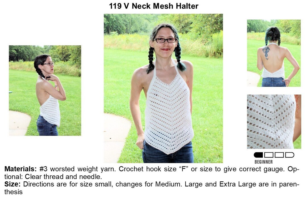 V Neck Mesh Halter Top Pattern #119 - Etsy