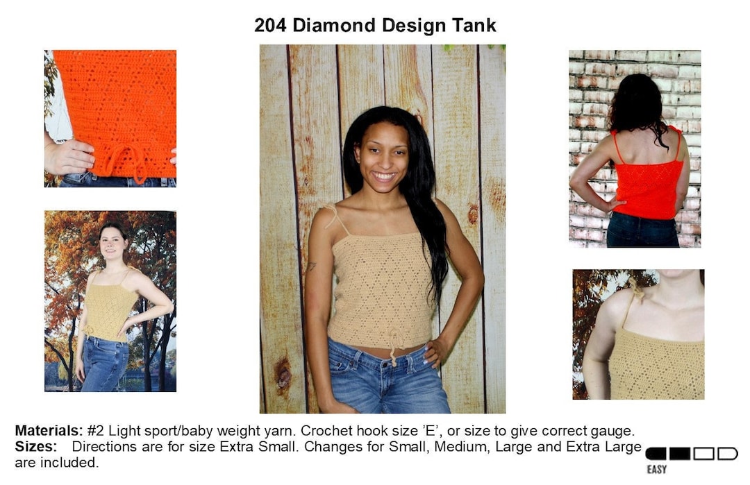 Crochet Diamond Mesh Tank Top Pattern 204 - Etsy