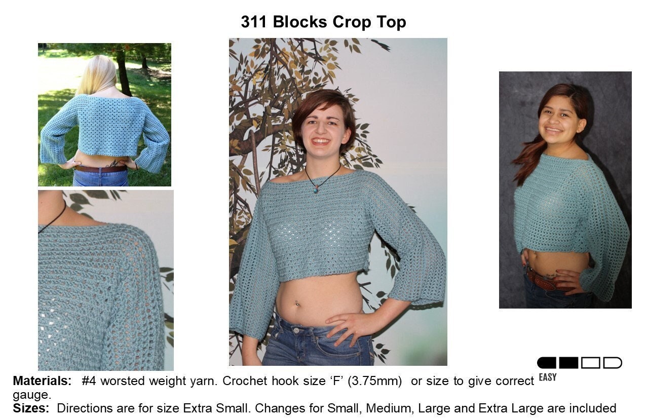 Crochet Blocks Crop Top Crochet Pattern 311 - Etsy