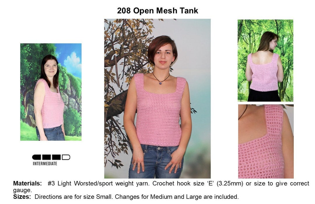 Open Mesh Crochet Tank Top Pattern 208 - Etsy