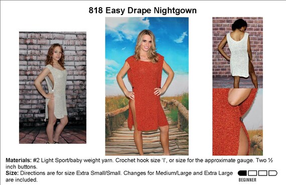 Easy Drape Nightgown Crochet Pattern 818