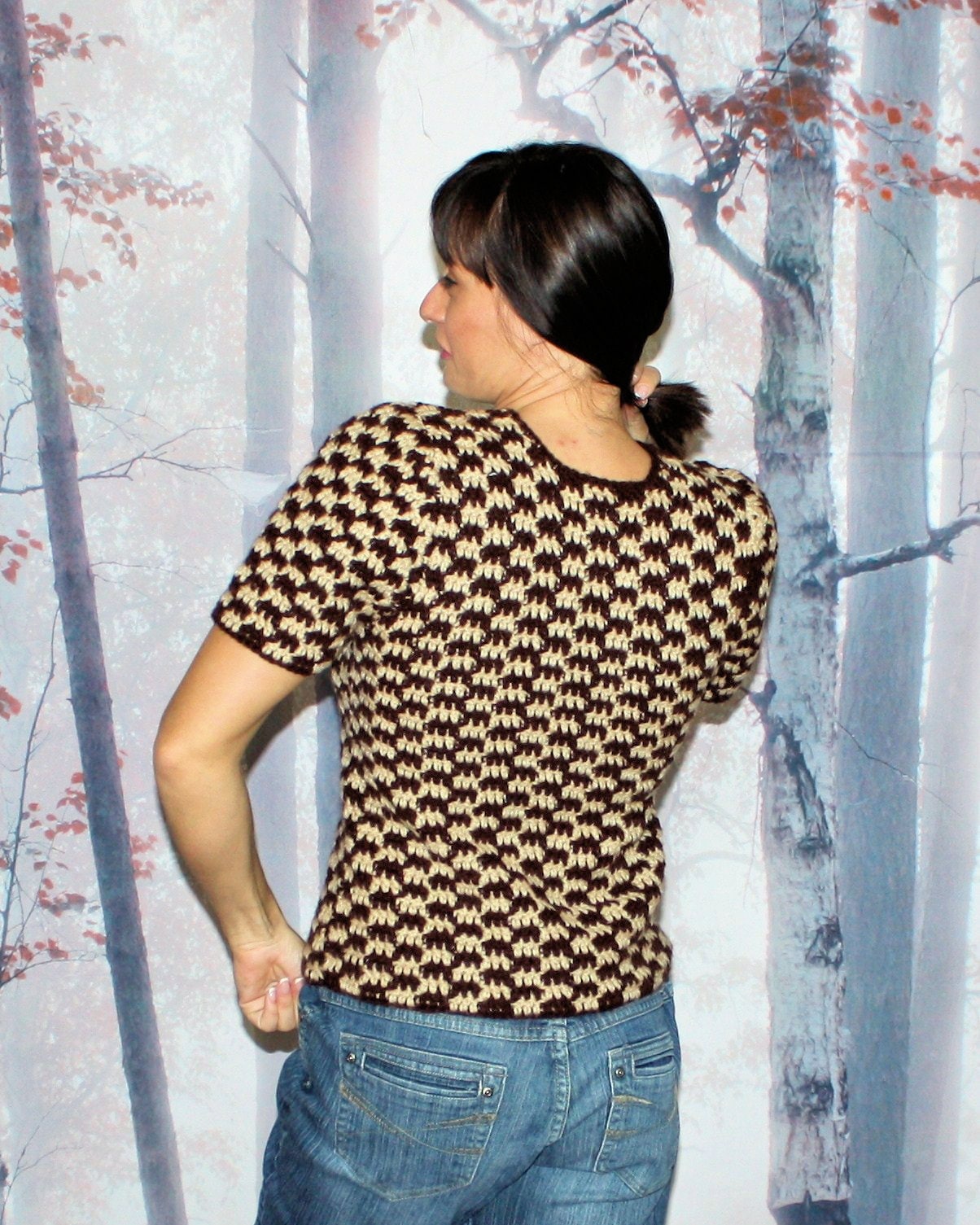 Checker Crochet Pullover Sweater Pattern 403 - Etsy