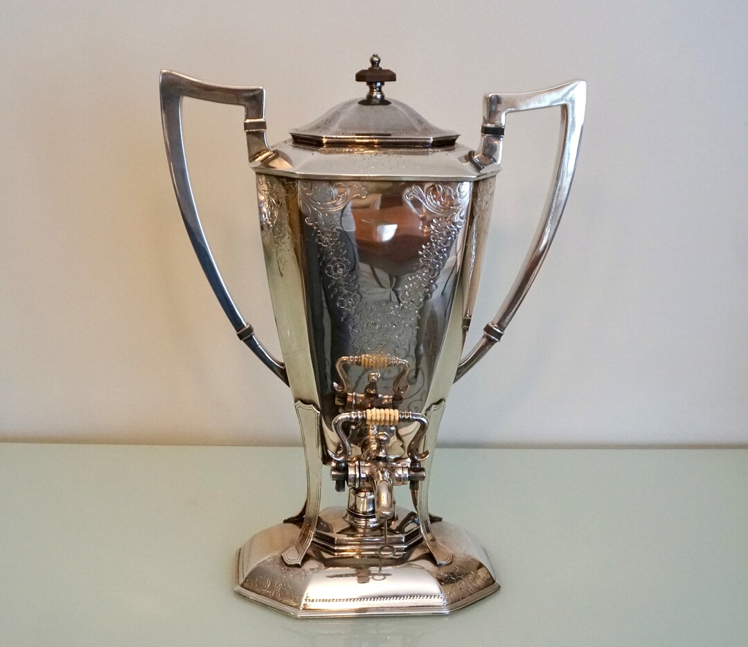 Antique Silver Coffee or Tea Server With Oil Pot for Heating, Barbour ...