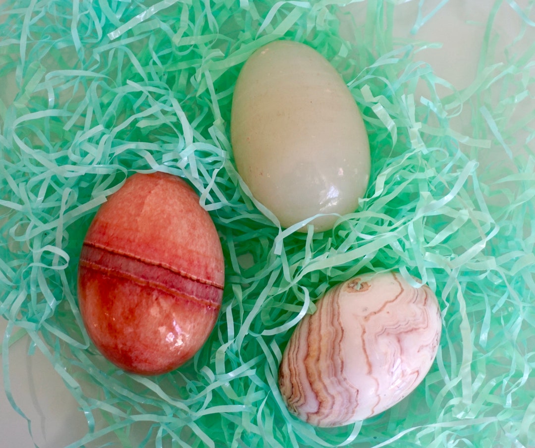 3 Carved Stone Easter Eggs, Quartz Egg, Red Jasper Egg, Marbled Stone Egg - Etsy