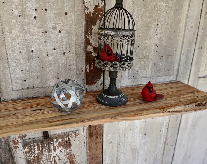 31 Inch Long Live Edge Spalted Maple Wood Shelf Finished and Ready to ...