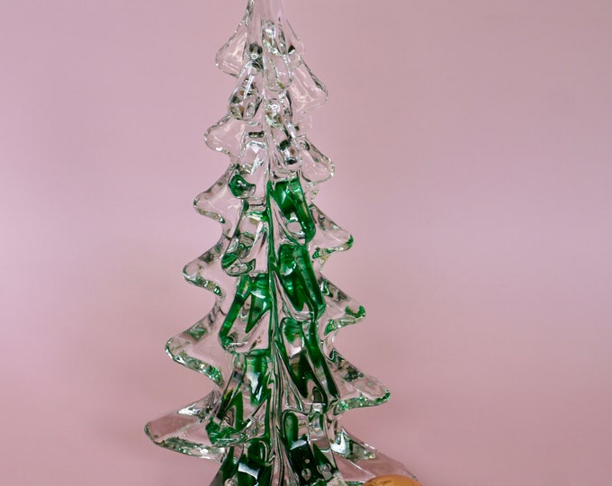 10.5 Tall Green and Clear Crystal Christmas Tree, Heavy Vintage Crystal ...