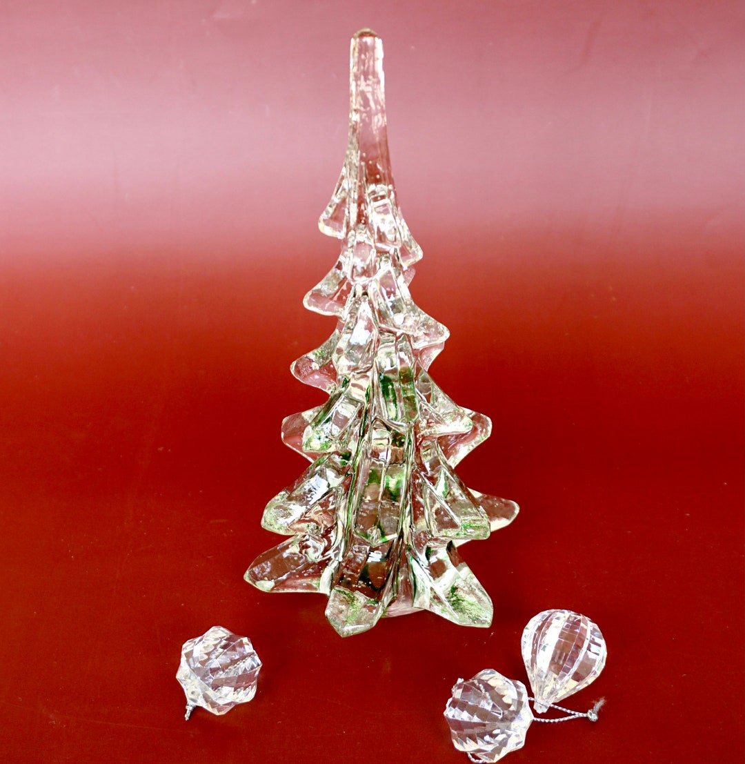 8.5 Tall Green and Clear Crystal Christmas Tree, Heavy Vintage Crystal ...