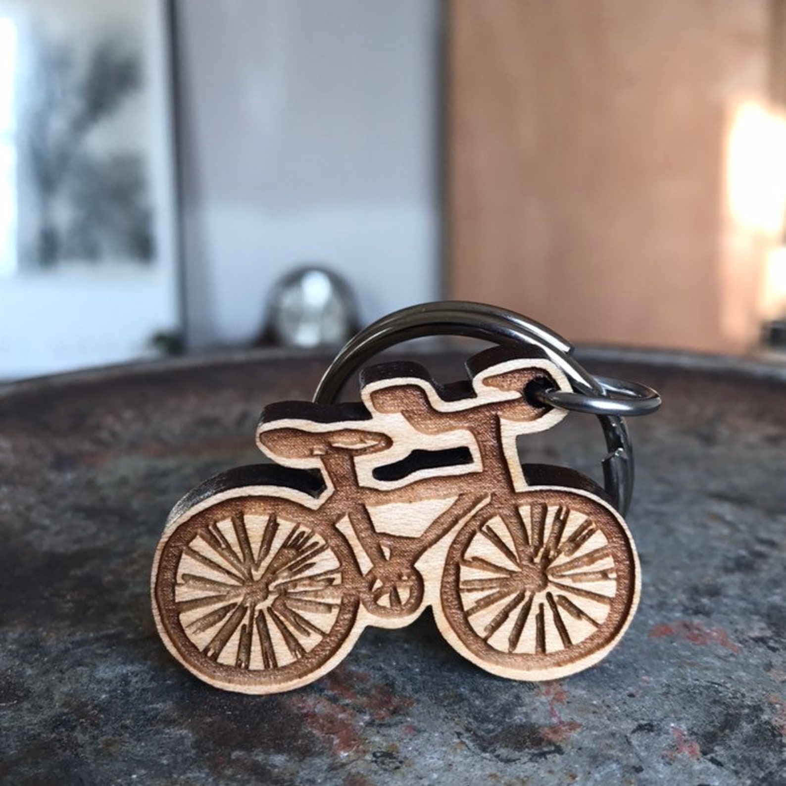 Bike Wooden Keychain Bicycle Key Ring - Etsy