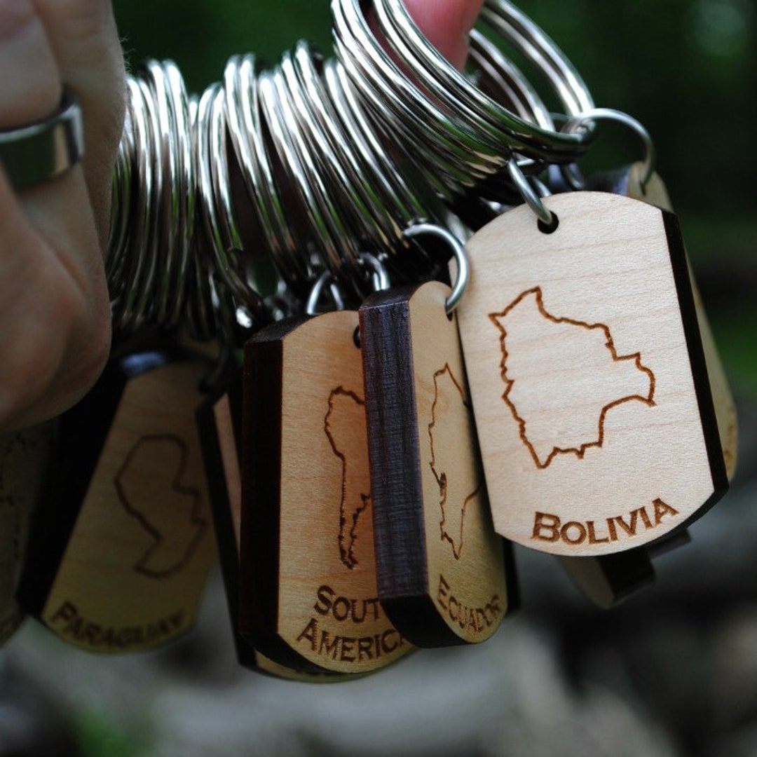 South America Keychain ANY Country Brazil, Argentina, Colombia, Peru ...